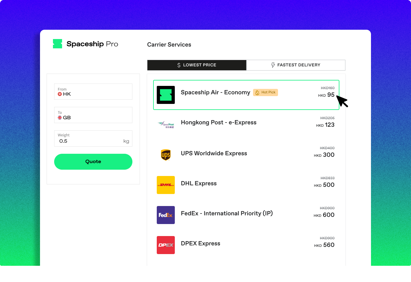 Spaceship E-commerce Logistics. Ship Worldwide with the Best Rate